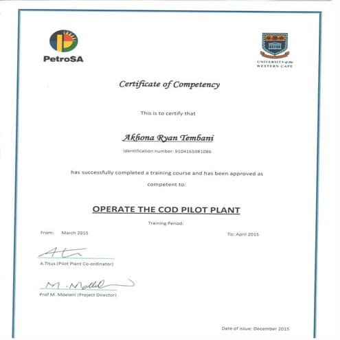 Certificate of Competency | PDF