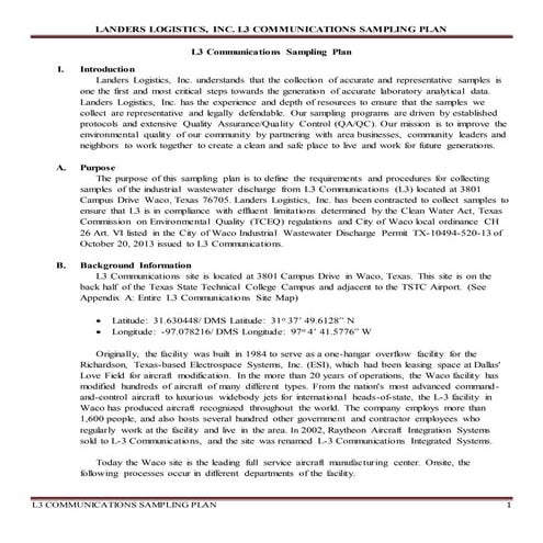 L3 Communications Sampling PlanA | DOCX