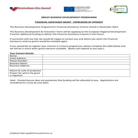EOI Form v2 | DOC | Business | Business and Finance