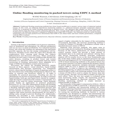 Online flooding monitoring in packed towers | PDF