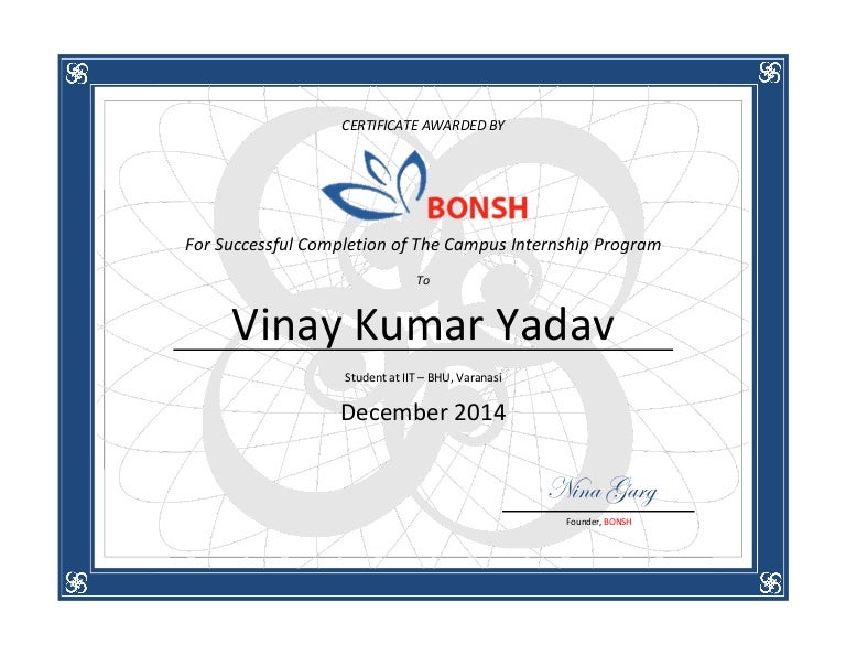 Certificate Vinay Kumar