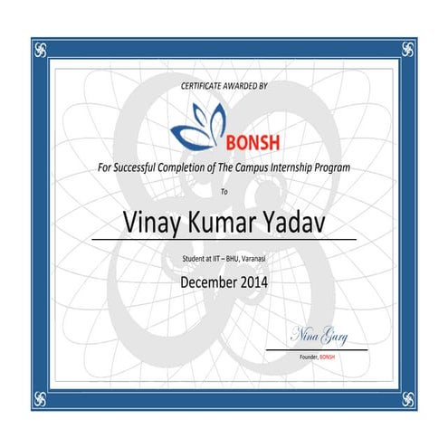 Certificate - Vinay Kumar | PDF