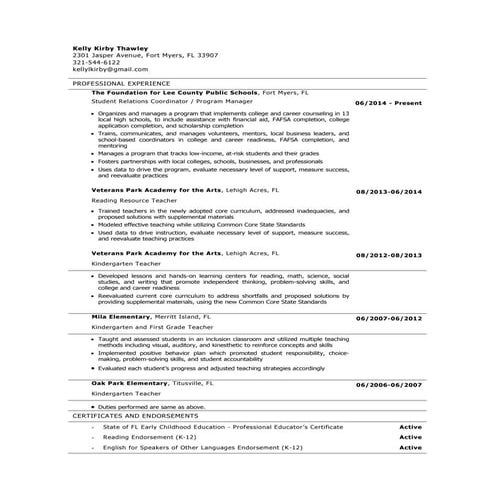 Kelly Thawley Resume | PDF
