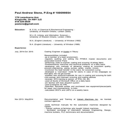 Paul Andrew Stone resume2015 | PDF | Free Download