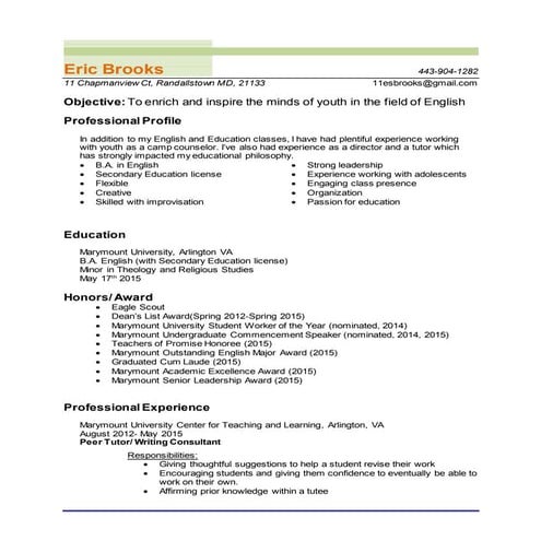 Eric Brooks Resume 5-15 | DOCX