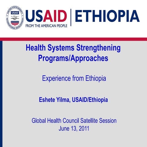 Health Systems Strengthening Programs/Approaches: Experience from ...