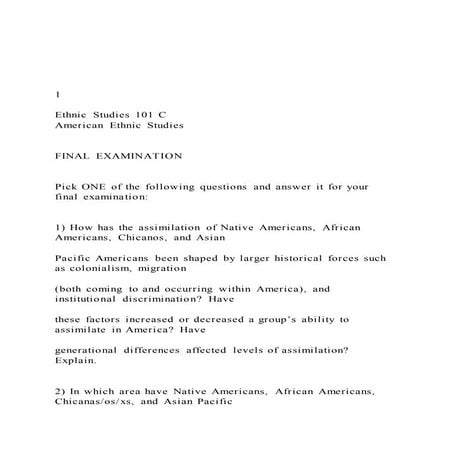 1 Ethnic Studies 101 C American Ethnic Studies | DOCX