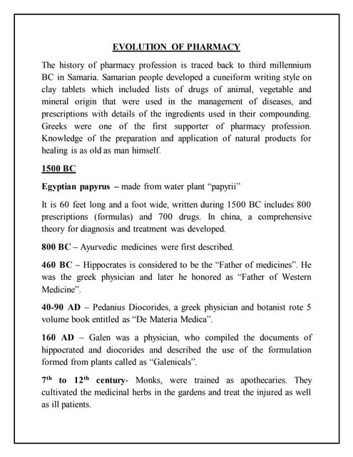History of pharmacy | PPTX