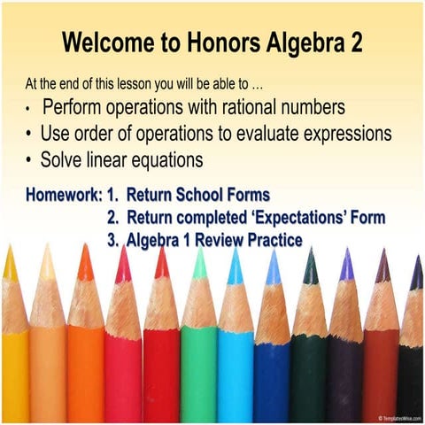 1 expectations & alg 1 review | PPTX
