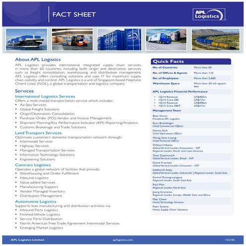 APLL+Factsheet+_1Q15 | PDF | Free Download