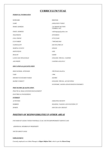 Curriculum Vitae.docx Nonhlanhla Nancy Nkosi | PDF