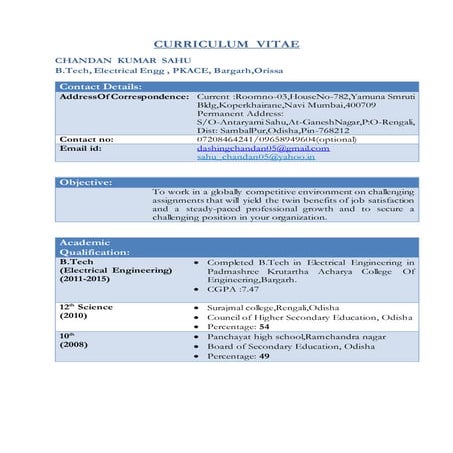 Chandan_cv_Updated | DOCX | Education