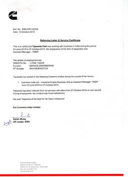 968022-Infosys Relieving Letter | PDF