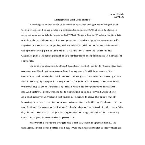 Citizenship and Leadership | DOCX | Non-Profit Organizations | Industries