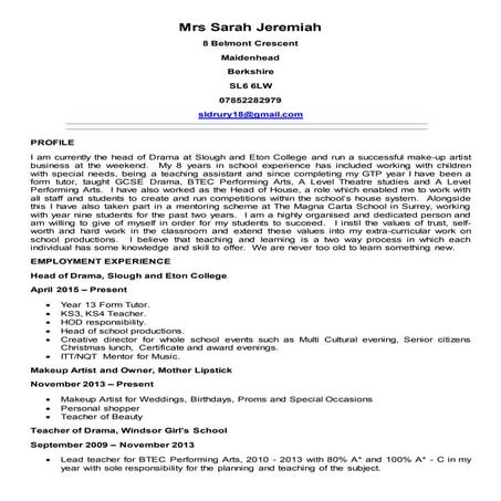 Sarah Jeremiah CV up to date | DOCX