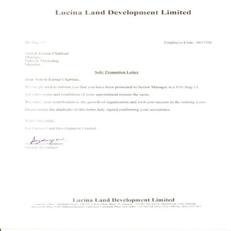 Indiabulls Promotion Letter | PDF