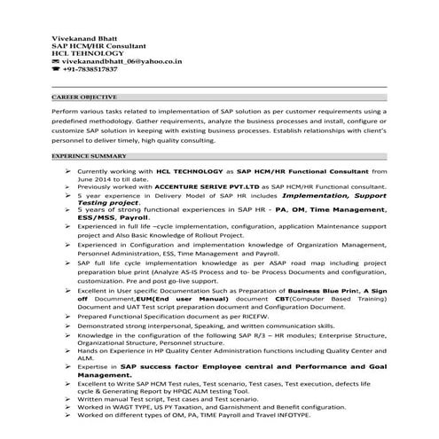 CV_SAPHCM_JUNE16 | PDF