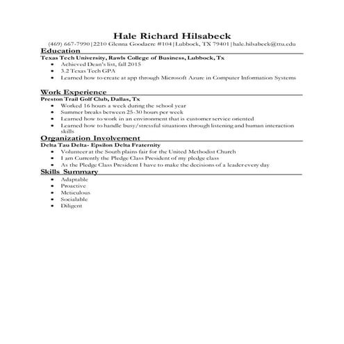Hale's Resume | PDF