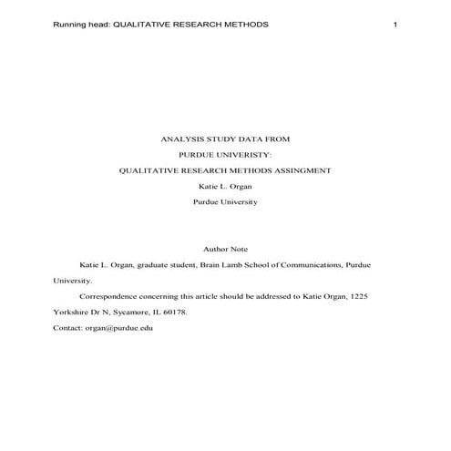 Qualitative Research Assignment | PDF