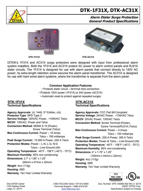 Ditek 2LVLPSCP-RUV Data Sheet | PDF