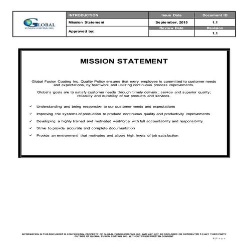 1.1 Mission Statement | PDF