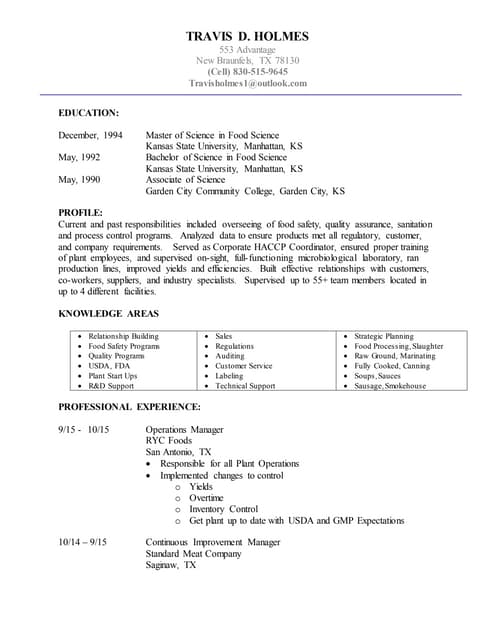 Cory resume | DOCX | Food Industry | Industries