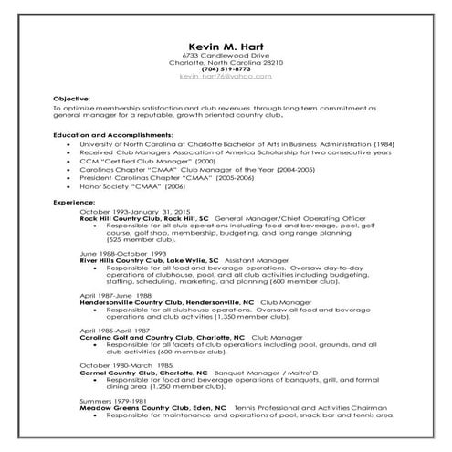 Kevin M. Hart - Resume 2015 | DOCX