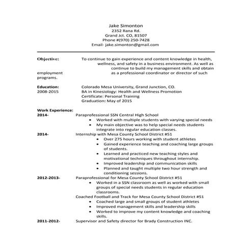 jakes business resume 2015 | PDF