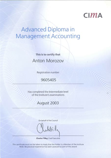 Anton - CIMA - Strategic level pass | PDF