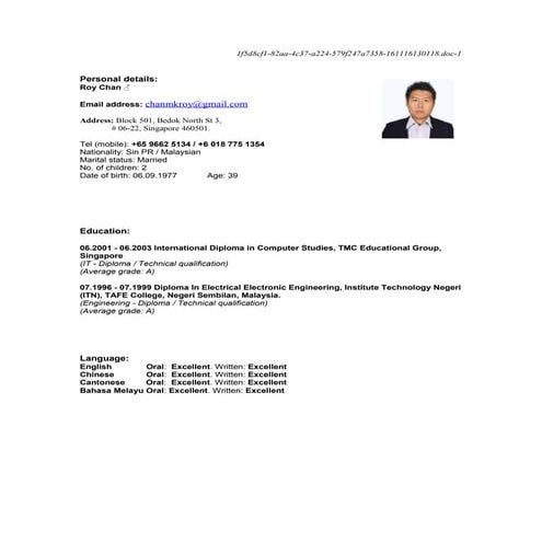 Resume Roy Chan MK | DOC