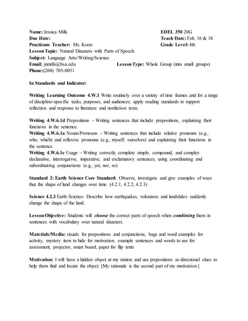 Lesson plan for preposition | DOCX