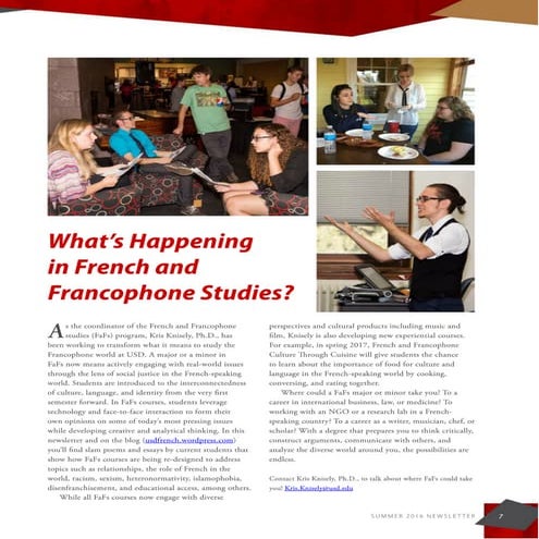 Whats happening in French and Francophone Studies USD newsletter Fall ...