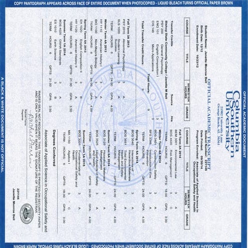 Certified Official Transcript | PDF