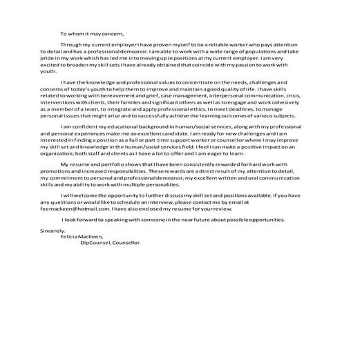 open to anyone cover letter | DOCX