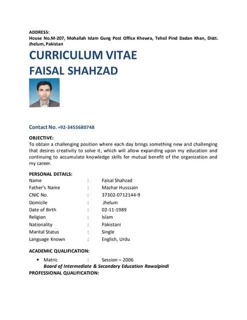 Zohaib Cv | DOCX | Careers
