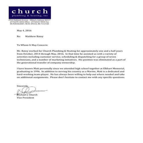 Pastors Letter Of Recommendation