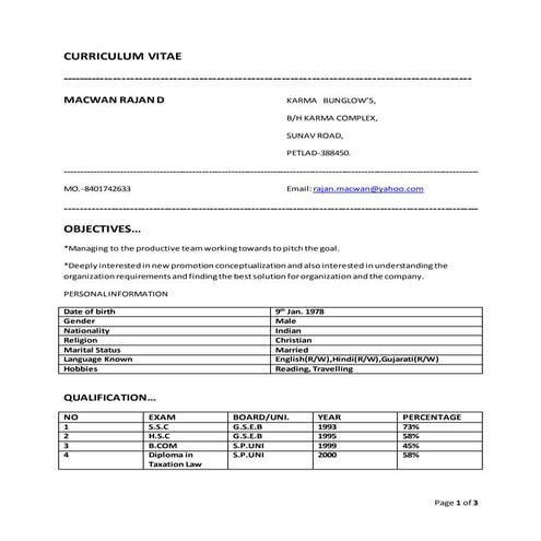 CURRICULUM VITAE Rajan-1 | DOCX