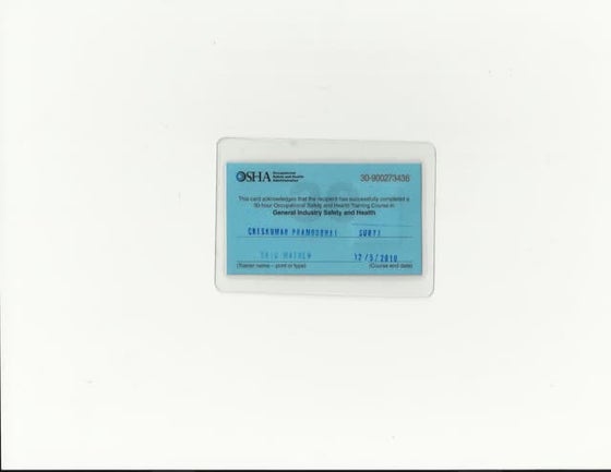 OSHA 30 Card | PDF