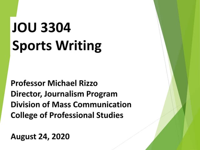 Sports Writing for campus journalism students | PPTX