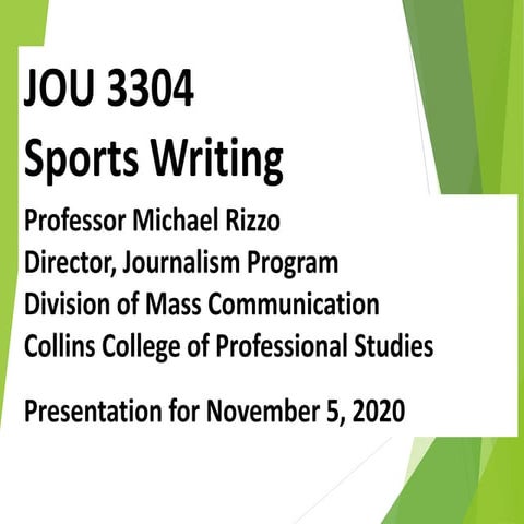 Sports Writing for campus journalism students | PPTX