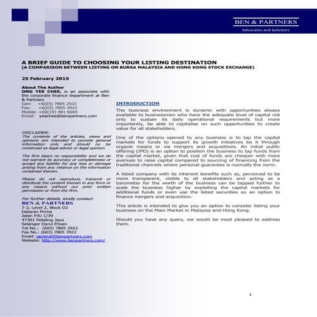 A Brief Guide To Choosing Your Listing Destination | PDF | Business ...