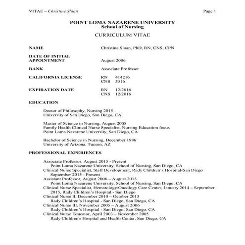 Sloan_Chris_Curriculum Vitae | PDF