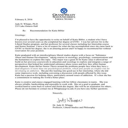 Thomas Renner Letter of Recommendation | PDF