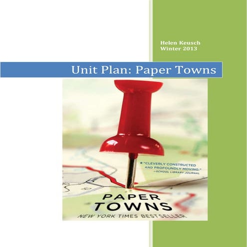 Unit Plan - Paper Towns - for printing for app | PDF