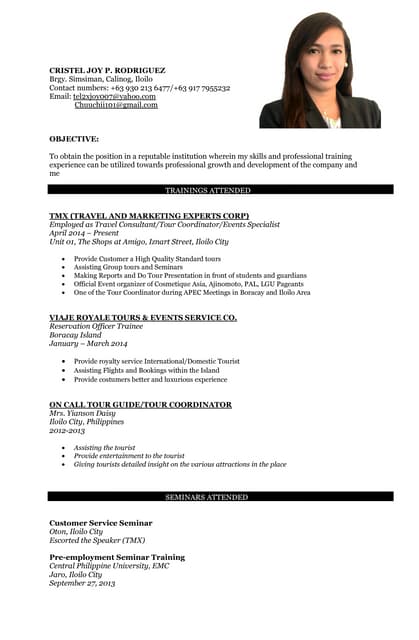 Resume for ojt / work | DOCX | Professional School | Postgraduate Education