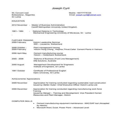 Joseph Cyril. -Resume- | DOC