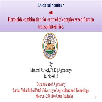 Herbicide combination for control of complex weed flora in transplanted ...