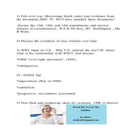 1) Folt civil war, Mississippi black codes (use evidence from the do ...