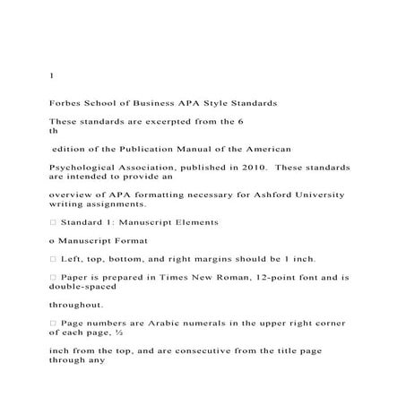 1 Forbes School of Business APA Style Standards The.docx