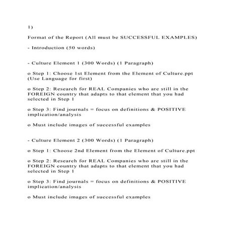 1)Format of the Report (All must be SUCCESSFUL EXAMPLES)- In.docx
